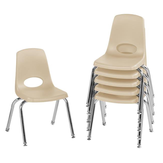 14" School Stack Chair, Stacking Student Chairs with Chromed Steel Legs ...