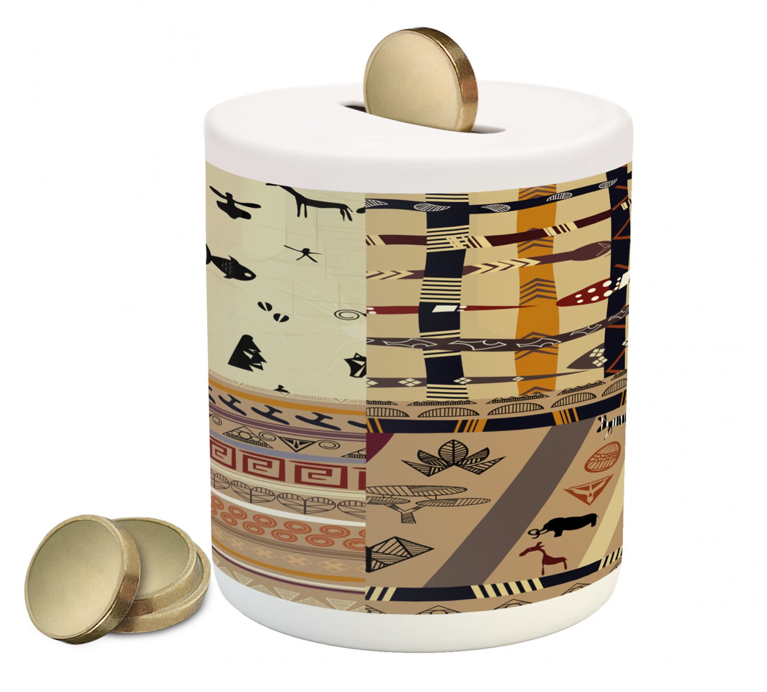 Prehistoric Piggy Bank, Hunting Animals in Wilderness Zebra Fish Snake ...