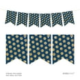 Navy Blue Pennant Party Banner Gold Glitter Polka Dots - Walmart.com
