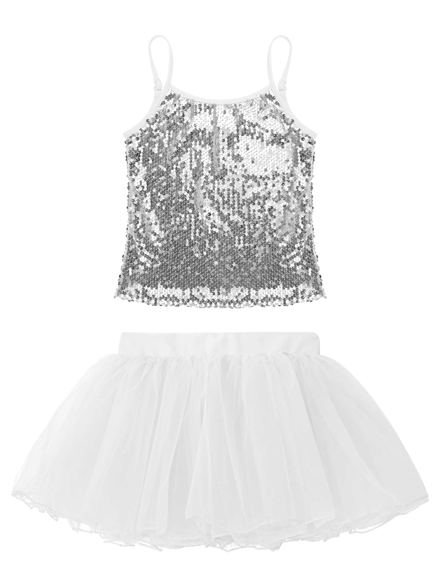 iiniim Girls Shiny Ballet Dance Dress Camisole Gymnastics Skirted ...