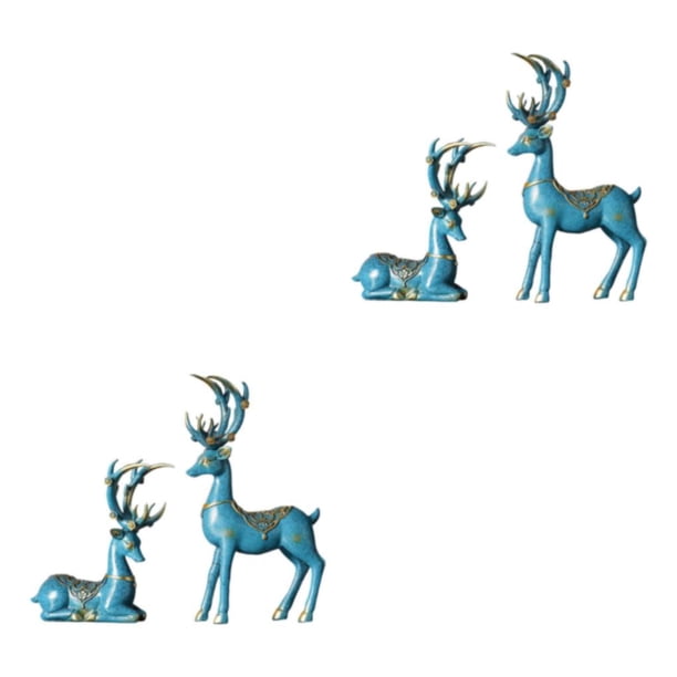 relayinert 2x Deer Figurines Sculpture Animal Statue Decoration for ...