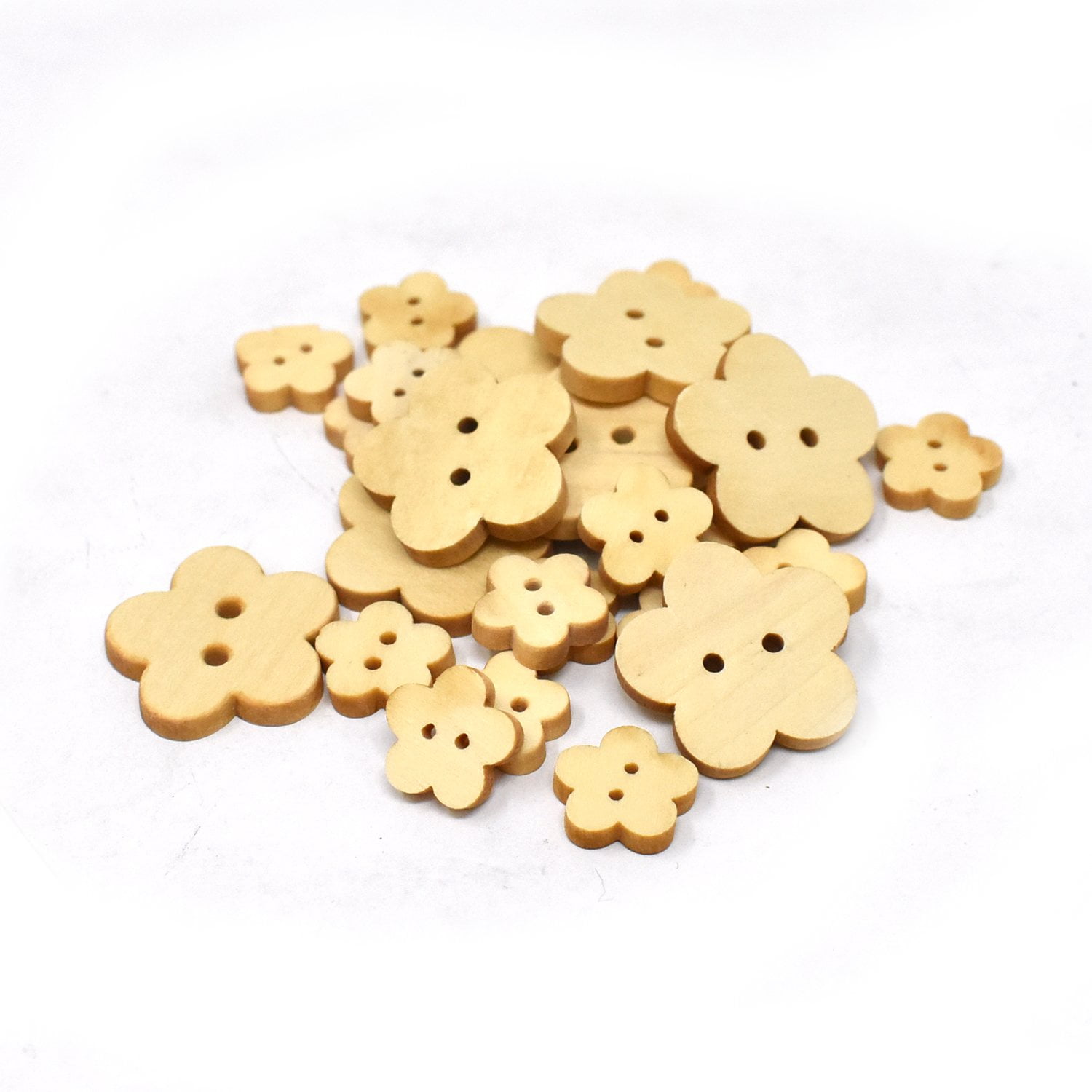 Assorted Craft Wood Flower Buttons, Natural, 25-Piece - Walmart.com