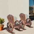 Zimtown Wooden Garden Rocking Chair with Wheel Design for Patio Outdoor ...