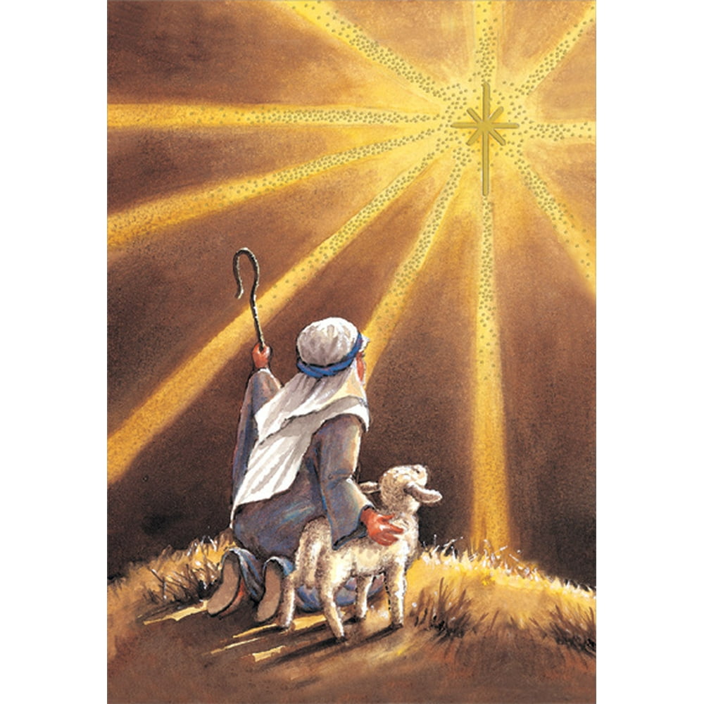 Designer Greetings Shepherd Sees Star Box of 18 Religious Christmas ...