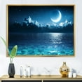Designart Romantic Moon Over Deep Blue Sea I FLOAT FRAME WALL ART ...
