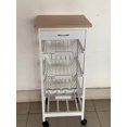 HYGRAD Kitchen Storage Cart 3 Tier Wooden Rolling with 3 Baskets ...