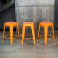 AmeriHome Loft Orange 24 in. Metal Bar Stool - 3 Piece - Walmart.com