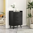 Segmart Black 4 Drawer Dresser for Small Space, Wood Storage Cabinet ...