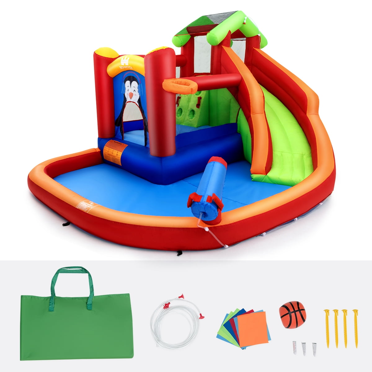 Topbuy Inflatable Water Slide Bouncer and Splash Pool Water Cannon ...