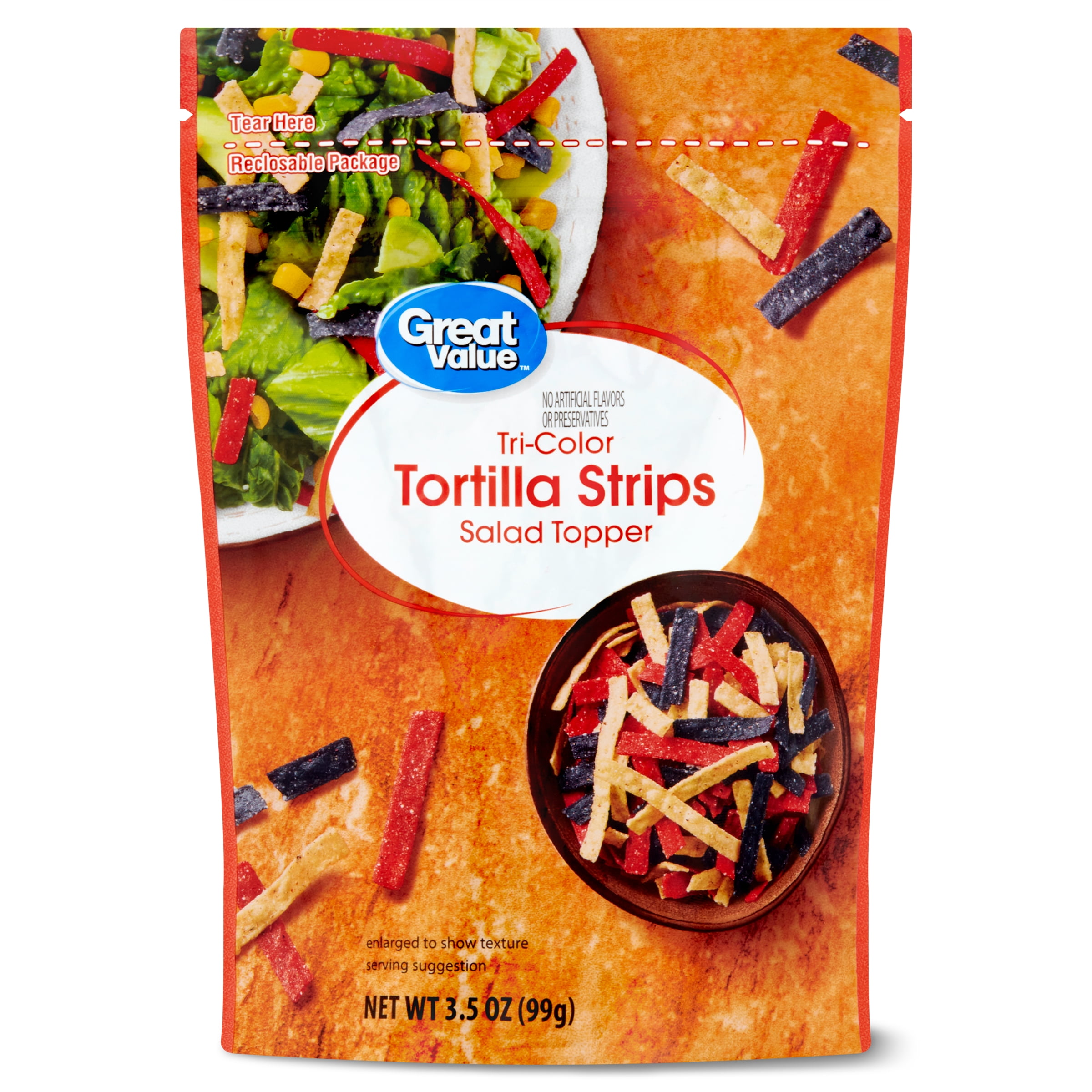 Great Value Tri-color Tortilla Strips Salad Topper