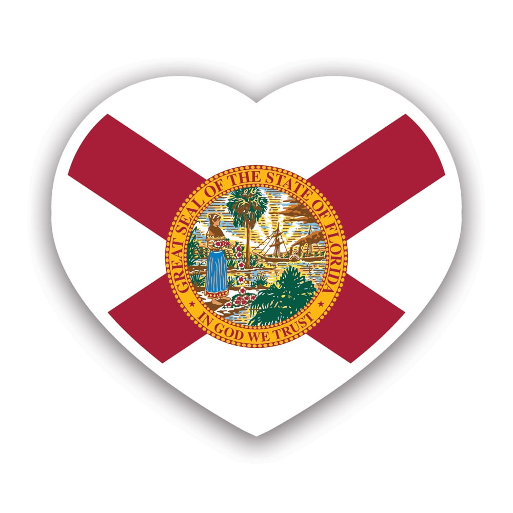 Florida Heart Sticker Decal - Self Adhesive Vinyl - Weatherproof - Made ...