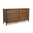 Grain Wood Furniture Solid Pine 6-Drawer Dresser, Coastal Walnut Finish ...