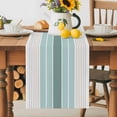 Burlap Table Runner 120 Inches Long, Boho Teal Striped Minimalist ...
