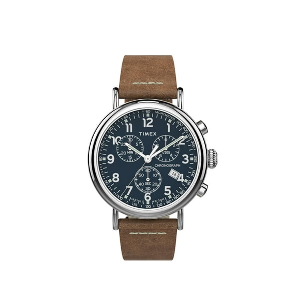 Timex Standard Chronograph 41mm Leather Strap Watch - Walmart.com
