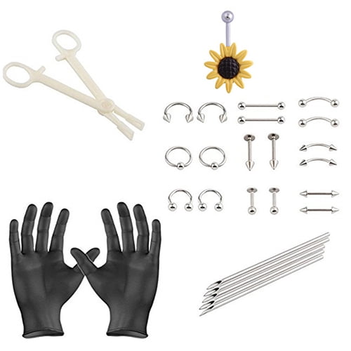 Fairnull Professional Body Piercing Tool Kit Ear Nose Navel Nipple ...