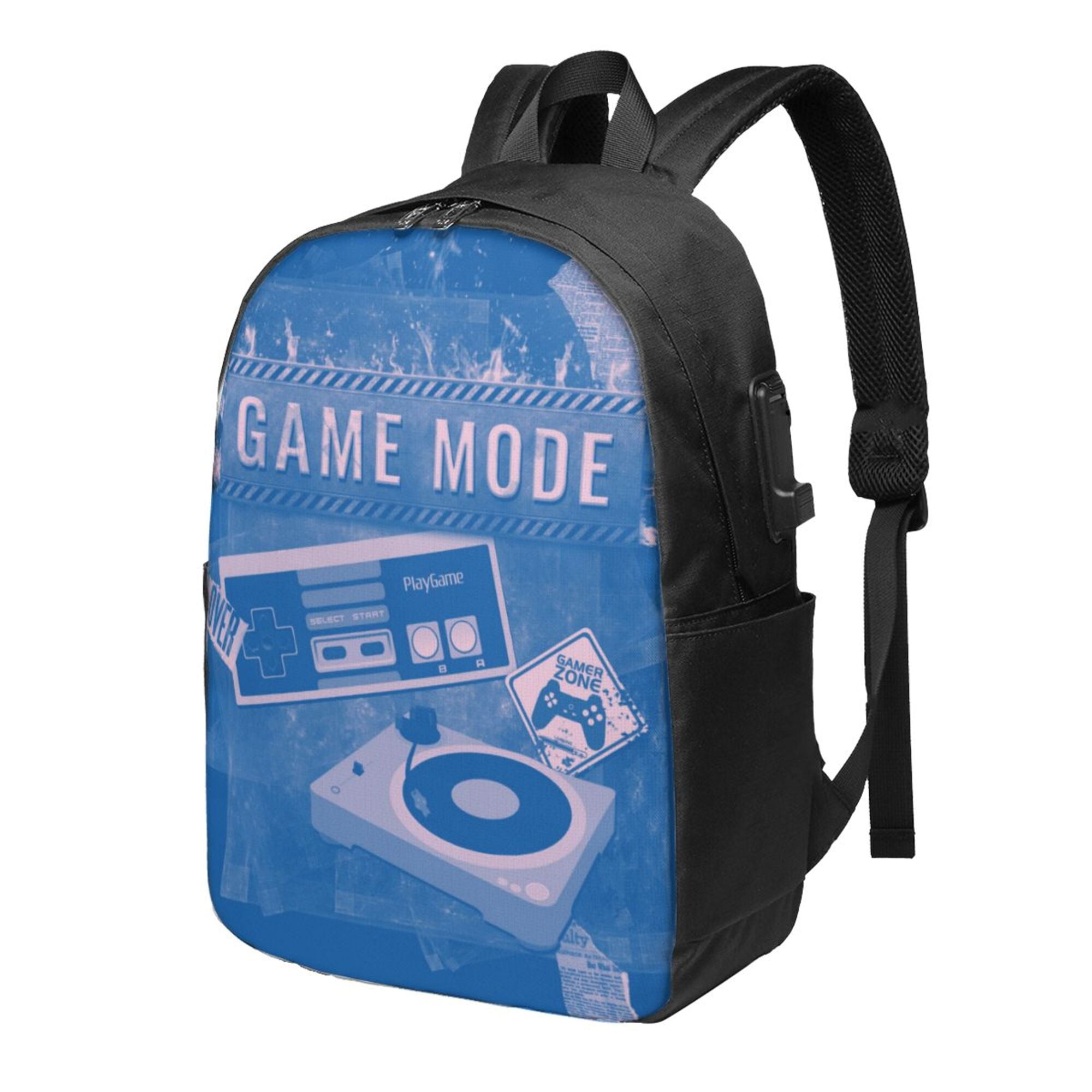 YFYANG 17" Laptop Backpack, Blue Retro Game Pattern Fashion Travel Work ...