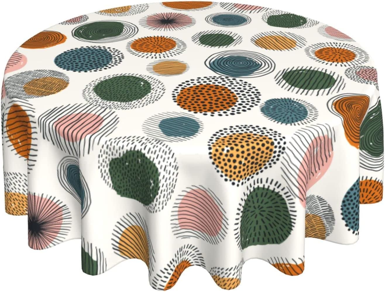Modern Round Tablecloth 60 Inch Mid Century Circle Dot Table Clothes ...