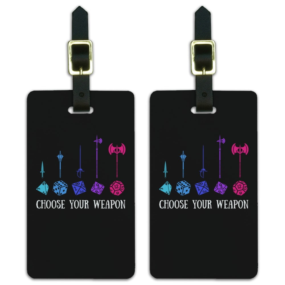 Choose Your Weapon Dungeon RPG Dice Luggage ID Tags Suitcase Carry-On ...