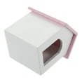 Wooden Miniature House With Pink Roof And White Walls Mini Dog House ...