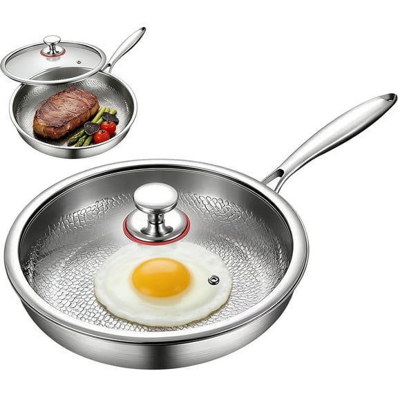 Titanium Pan, 2026 Upgraded 100% Non-toxic Titanium Frying Pan with Lid ...