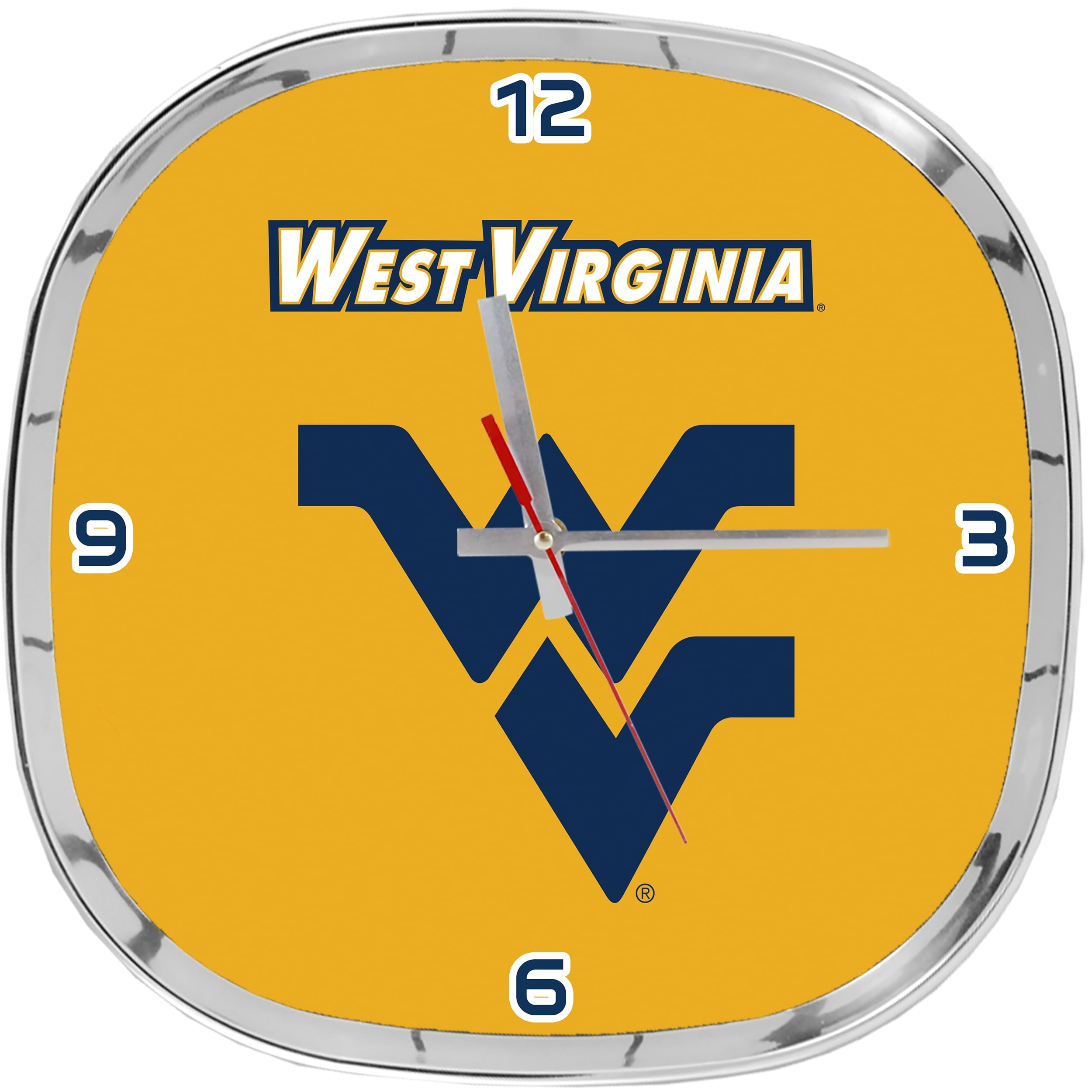 West Virginia Chrome Clock- Wvu Mountaineers - Walmart.com