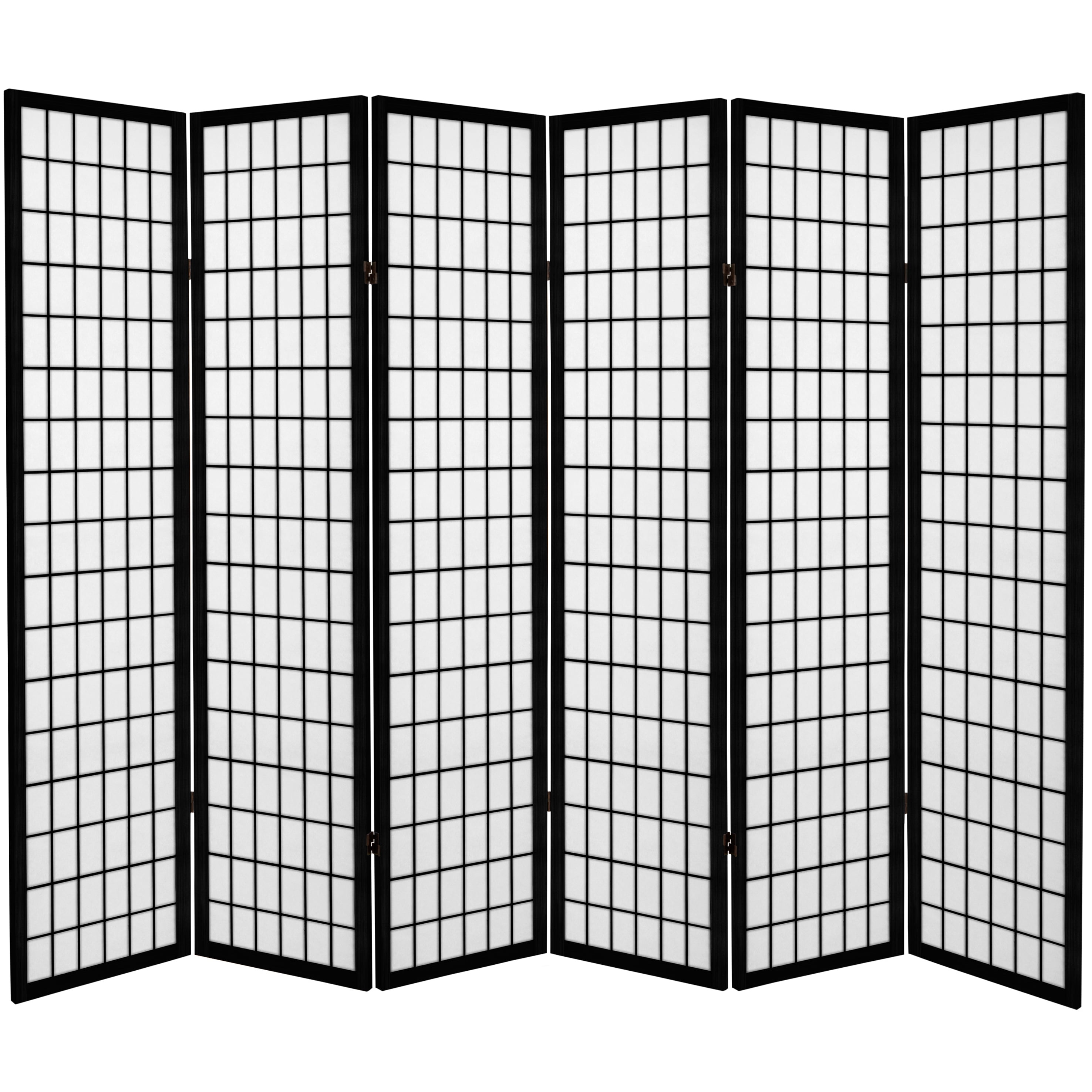 Oriental Furniture 6 ft. Tall Canvas Window Pane Room Divider - Black ...
