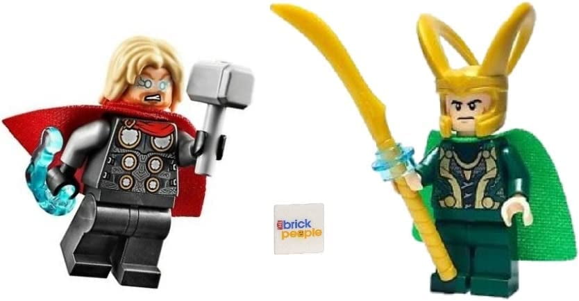 LEGO Superheroes: Thor and Loki Minifigures with Mjolnir and Staff ...