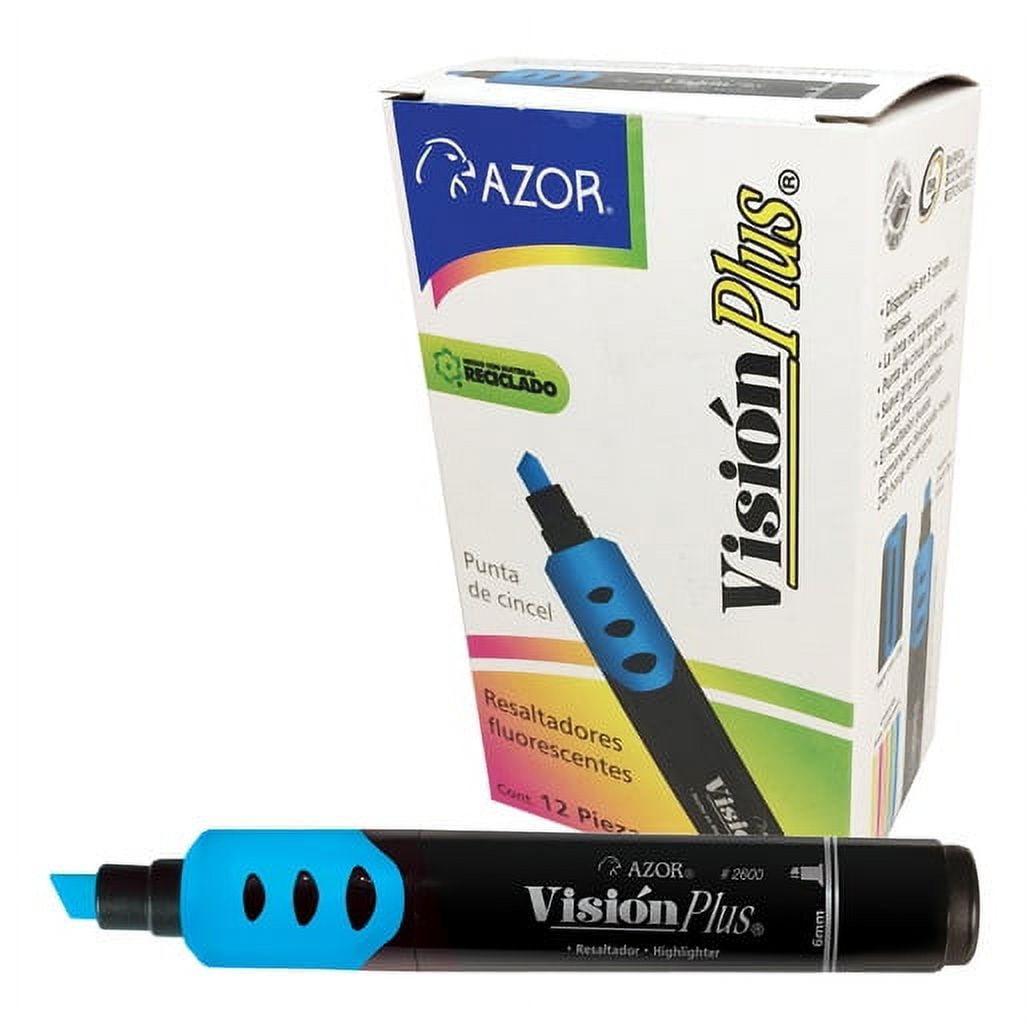 Marcatextos VISION PLUS Resaltador Color Azul Caja con 12 Piezas ...