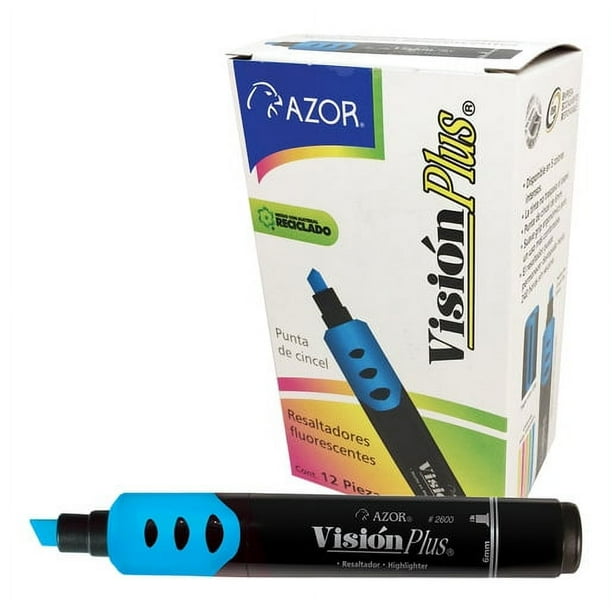 Marcatextos VISION PLUS Resaltador Color Azul Caja con 12 Piezas ...