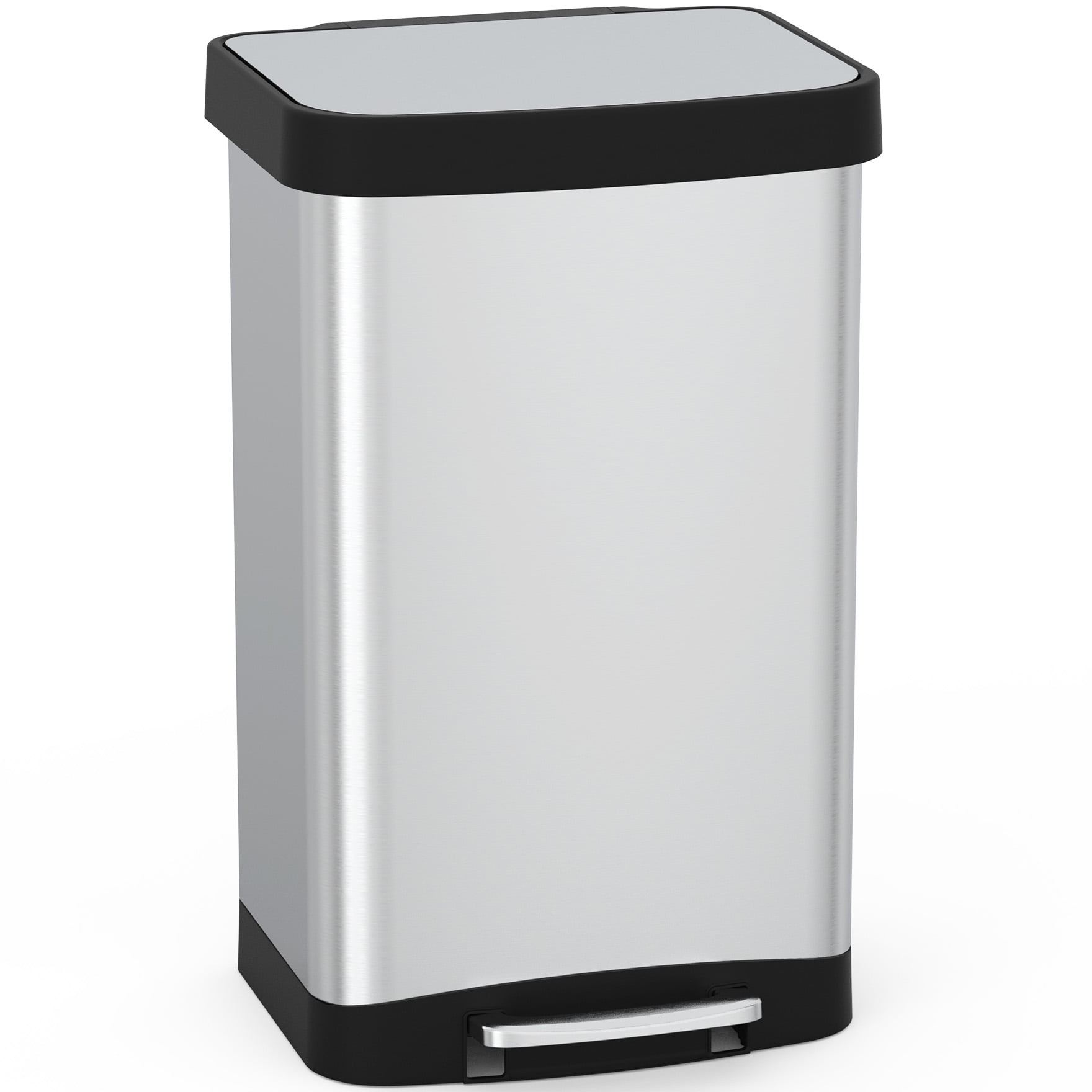 Innovaze 14.5 gal./55 Liter Rectangle Step-on Stainless Steel Trash Can ...