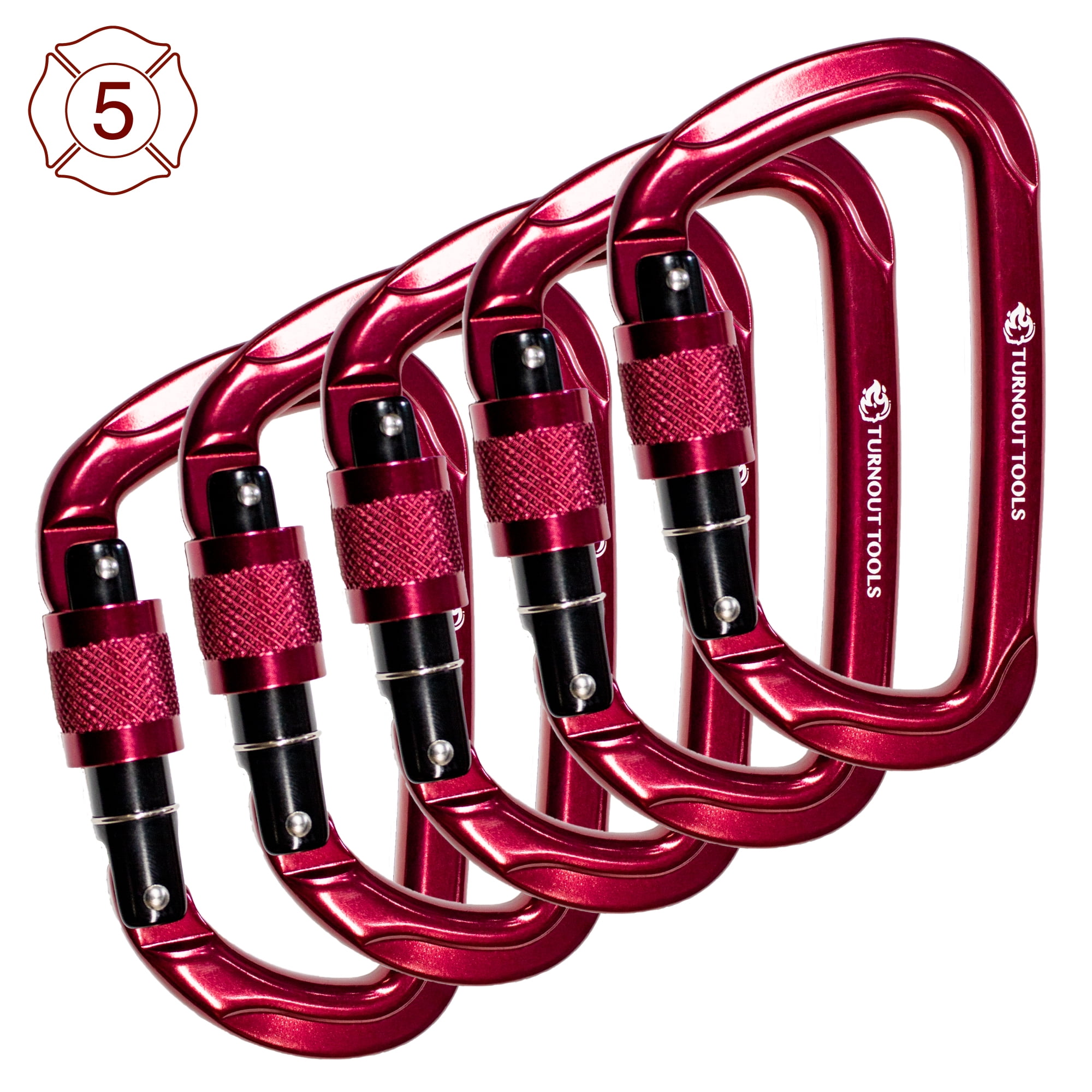 5-Pack - Turnout Tools Firefighter & Rescue Services Locking Carabiner ...