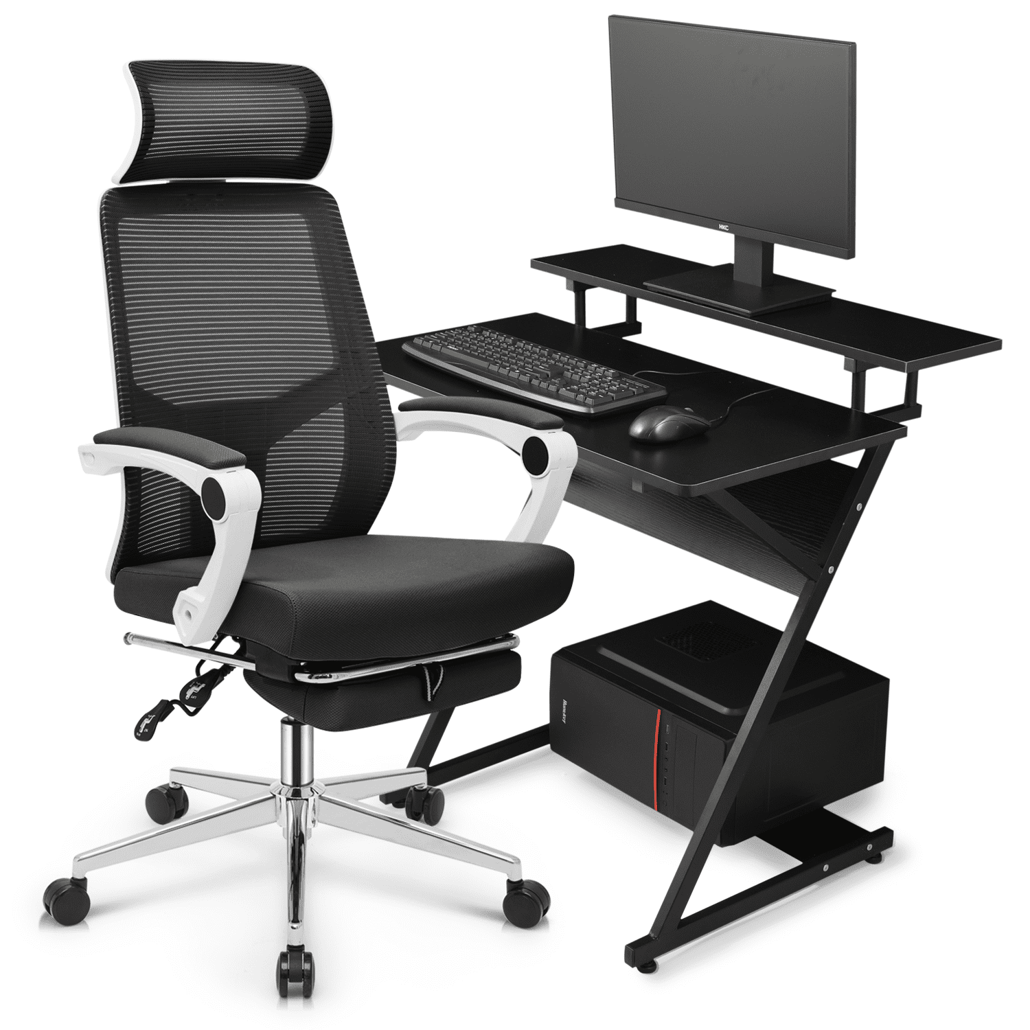 MoNiBloom Laptop Table with Monitor Shelf & Host Rack and Adjustable ...