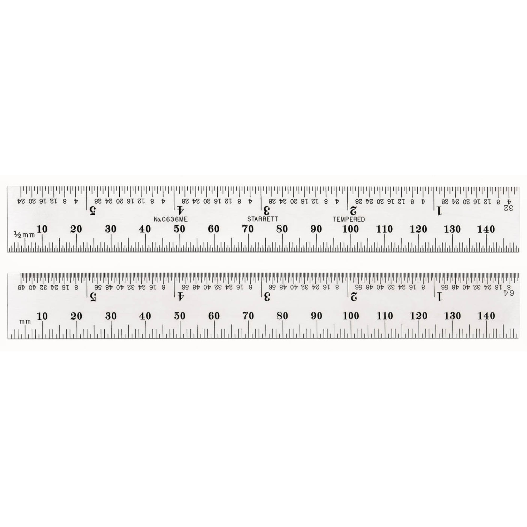 C636ME-150 150 mm - Regla de acero templado por resorte de 6 "con ...