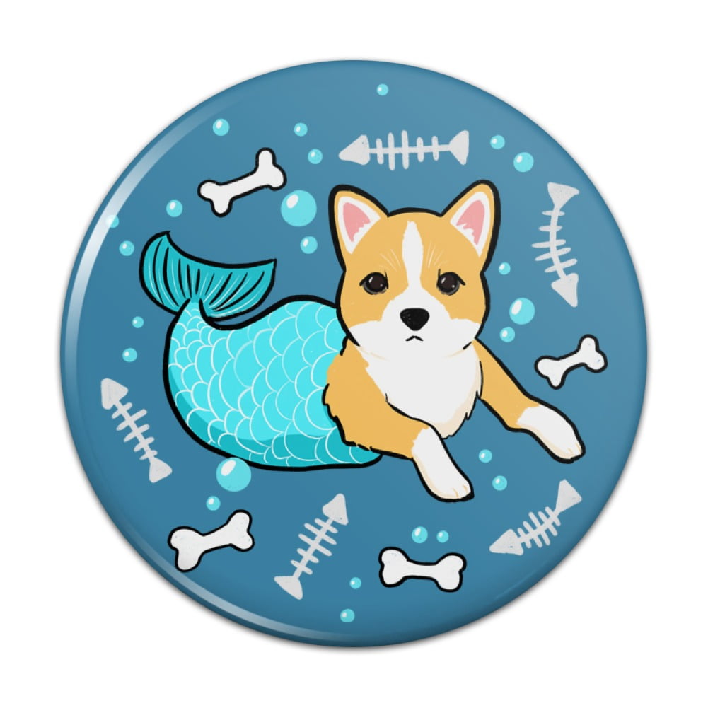 Merdog Mermaid Dog Pinback Button Pin - Walmart.com