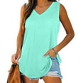 Dezsed Womens V Neck Tank Tops Summer Casual Loose Basic Flowy Tank