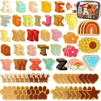 58 Pcs Self-Adhesive Gold-Edged Chenille Patches, Cute Rainbow Bow ...