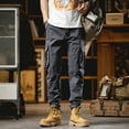 Cargo Pants Men Work Thickened Jogger Pants with Pockets Tapered Ankle ...