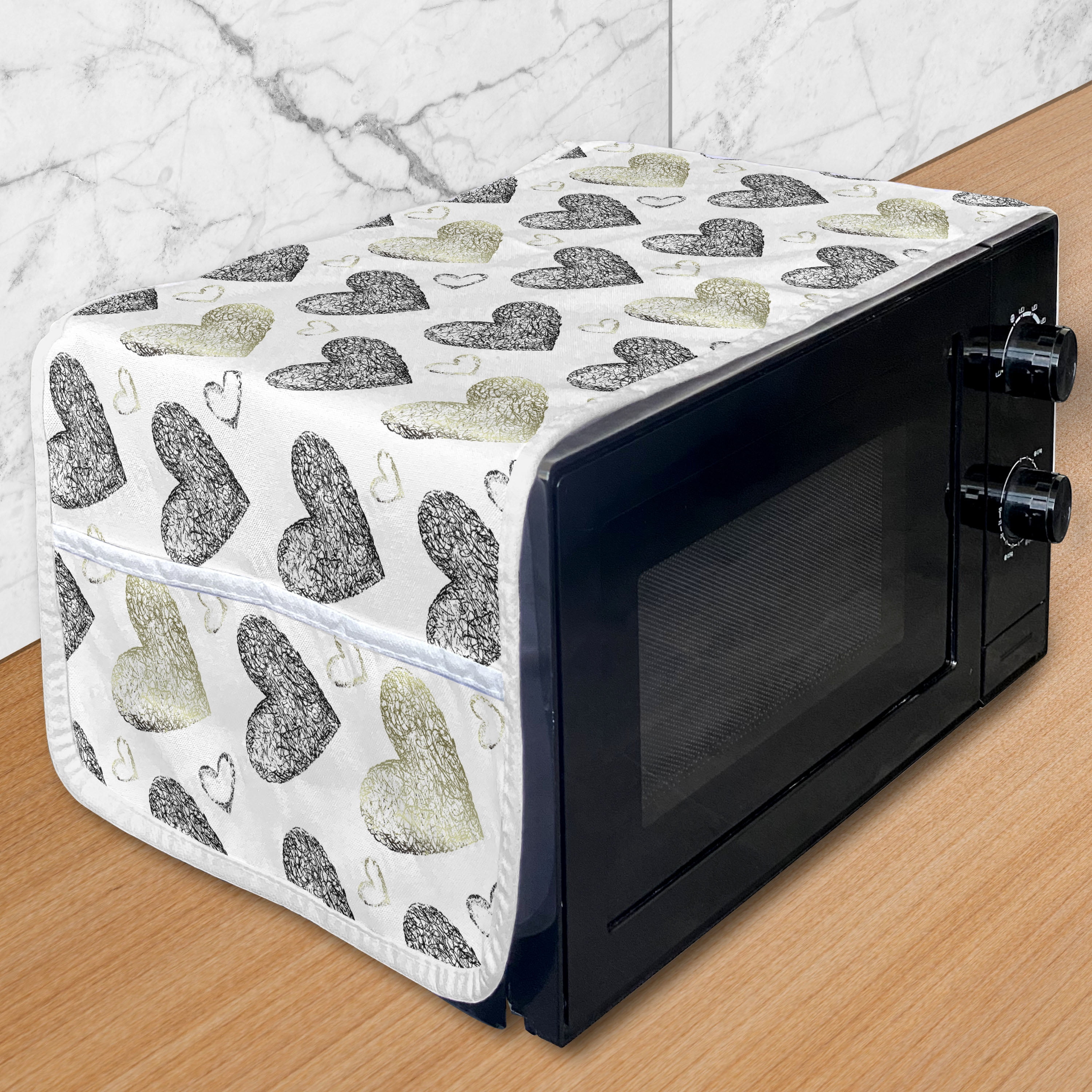 Valentine's Day Microwave Oven Cover, Modern Design Hand Drawn ...