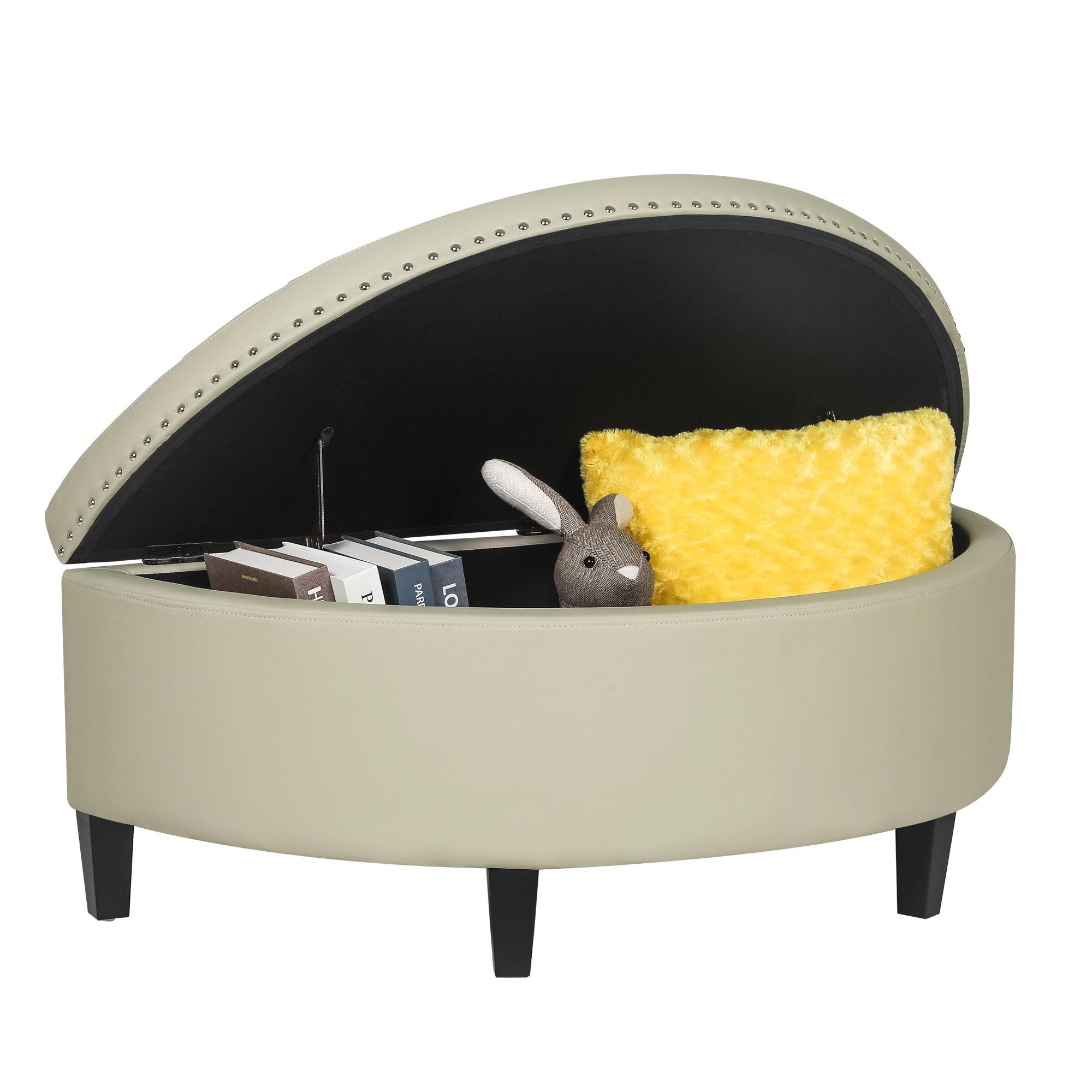 Homebeez 43.5" Half Moon Storage Ottoman,Button Bedroom Benches for ...