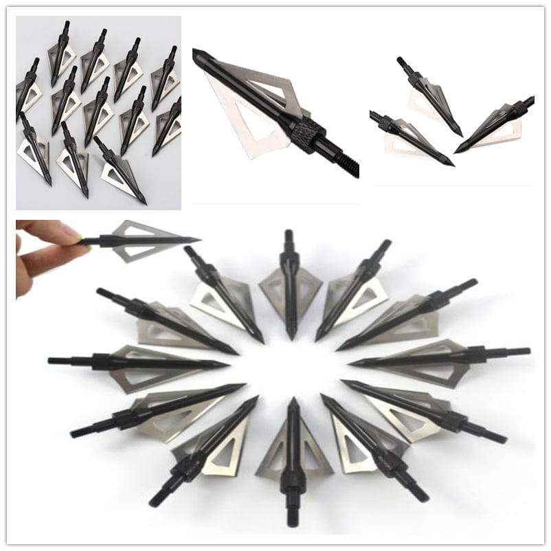 Hunting Arrows 12pcs Broadheads 100 Grain Arrow Heads Fixed 3 Blade ...