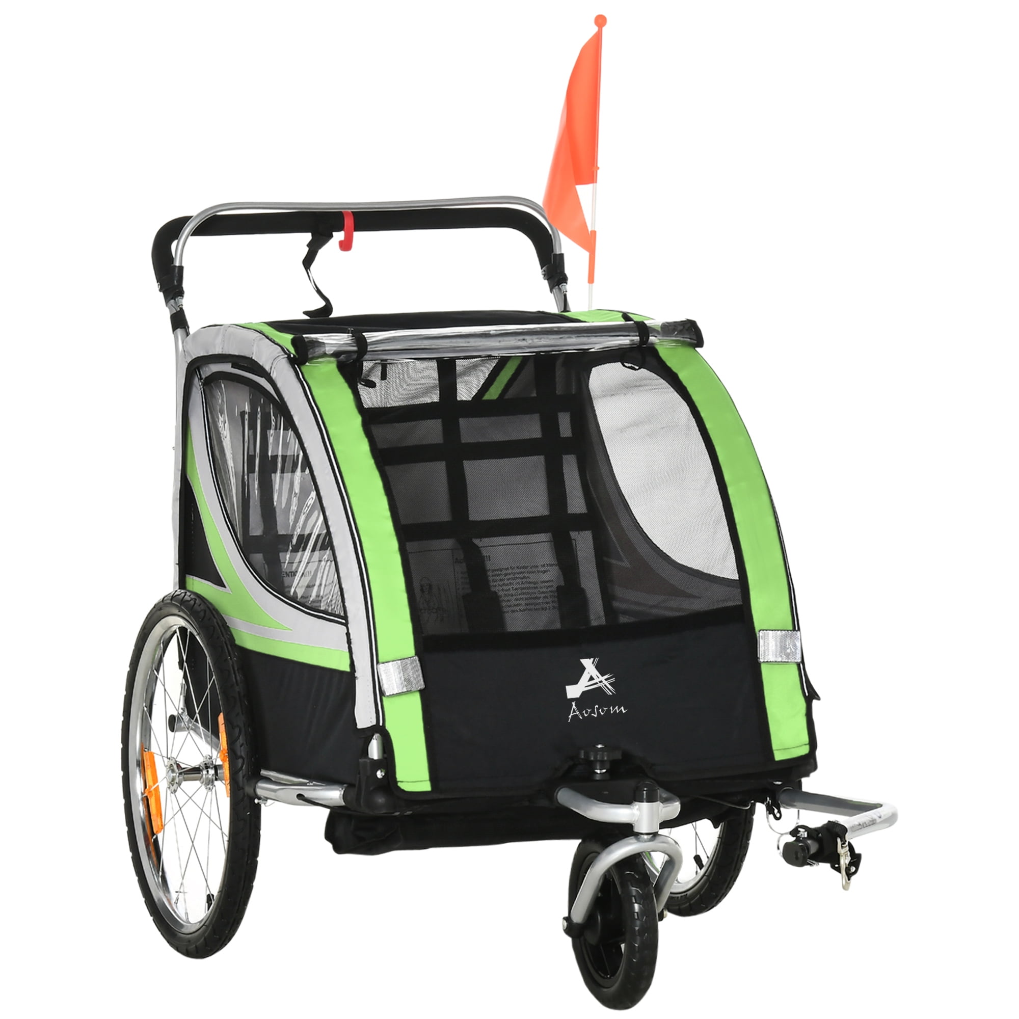 Aosom Child Bike Trailer with Storage, 5 Point Harness, Baby Stroller ...