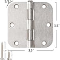 12 Pack Brushed Nickl Door Hinges 3.5 Inch x3-1/2 5/8 Radius Round ...