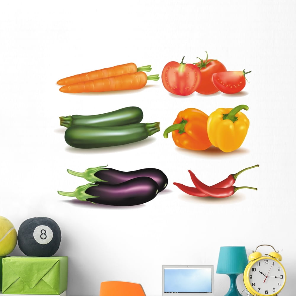 Big Colorful Group Vegetables Wall Mural by Wallmonkeys Peel and Stick ...
