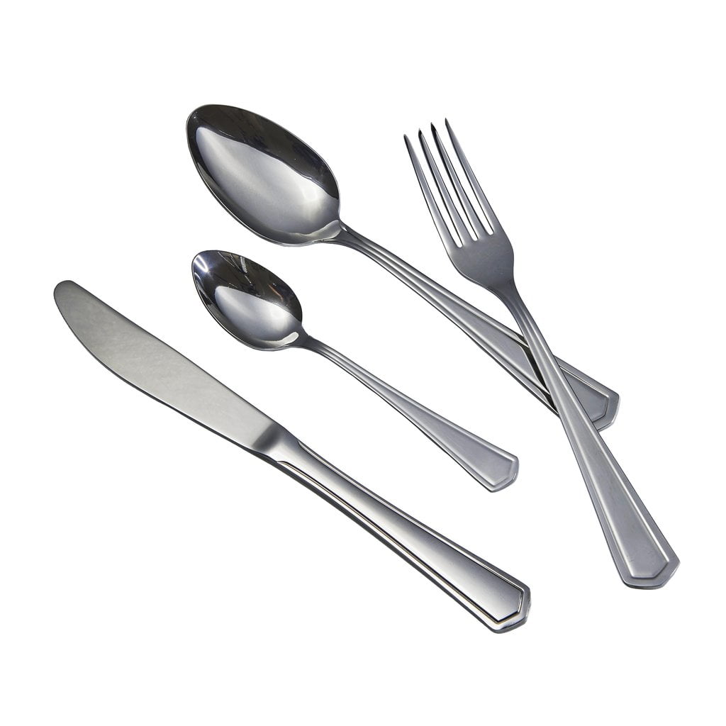 Optima 24 Piece Stainless Steel Flatware Set, Service for 6, Silver ...