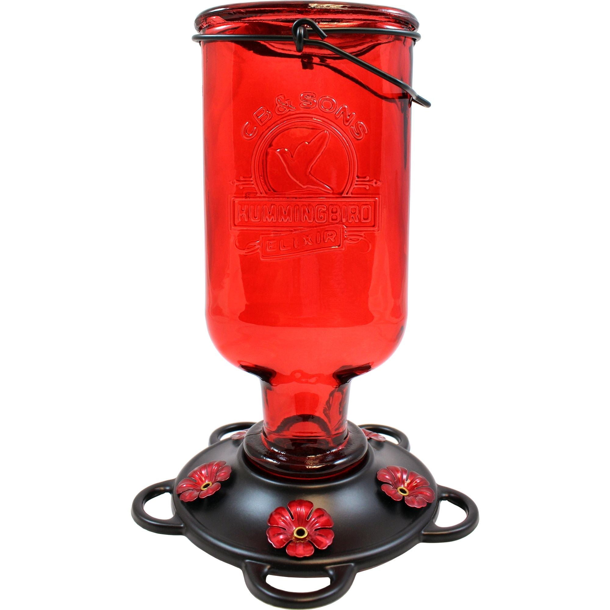 Glass Hummingbird Feeders 20 Ounce Nectar Capacity 5 Feeding Stations Vintage Antique Bottle