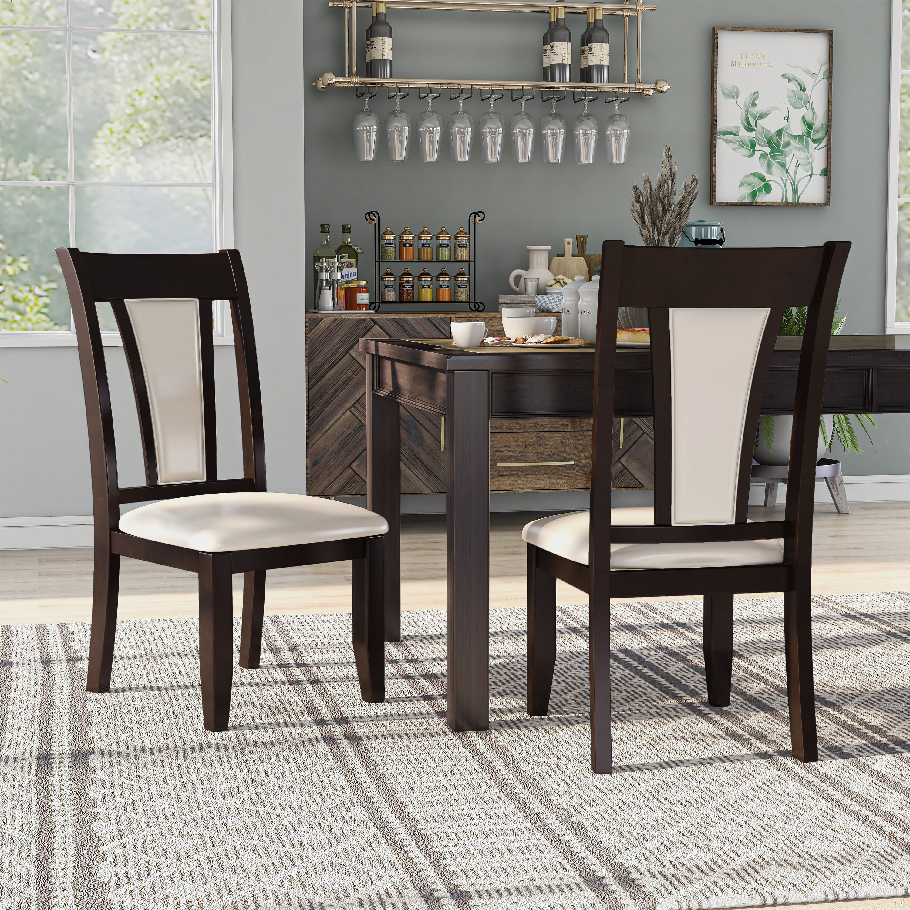 Furniture of America Slatted Dark Cherry Padded Dining Chairs (Set of 2 ...
