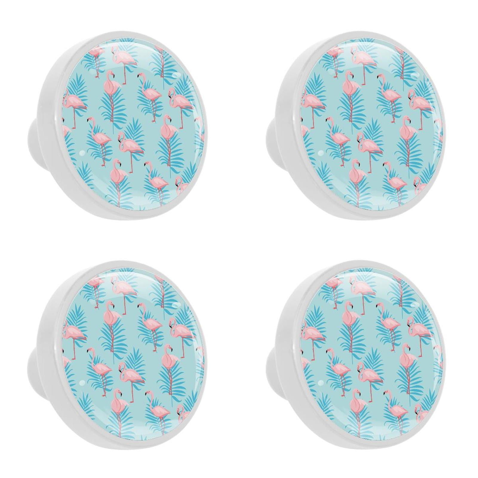 4 Pcs Flamingo Knobs for Kitchen Cabinet Cupboard Dresser Bookcase Drawer Pulls Handles Round ...