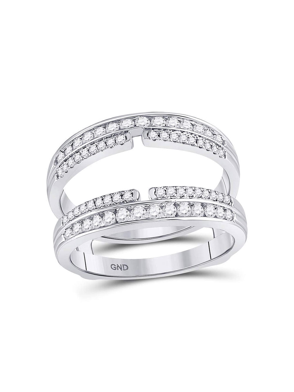 Diamond Princess 14kt White Gold Womens Round Diamond Wrap Ring Guard ...