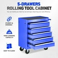 POWANLI 5 Drawers Rolling Tool Chest with Wheels, Portable Rolling Tool Box on Wheels, Tool ...