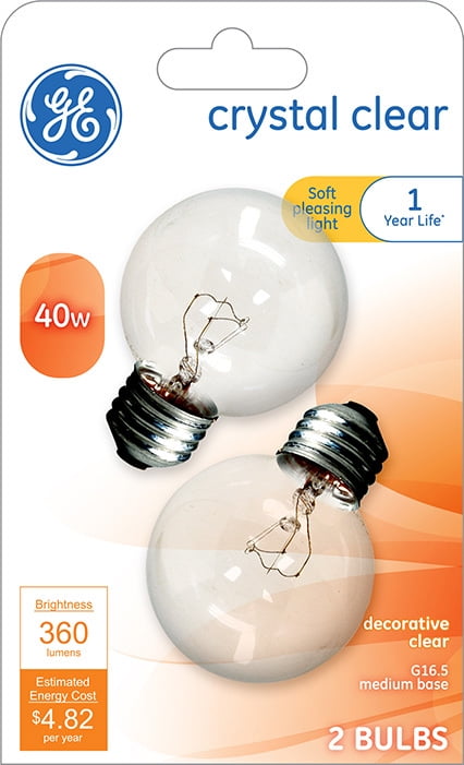 GE Incandescent 40-Watt Crystal Clear Decorative Mini Globe G16.5 Light ...